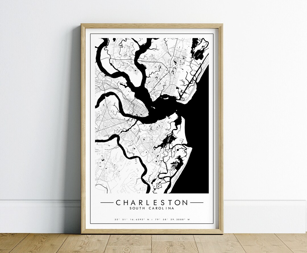 Charleston Printable City Map Minimalist City Map Wall Art Digital ...