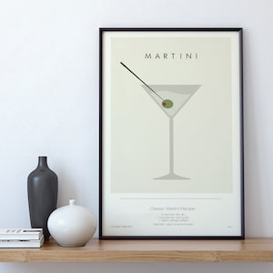 Martini Cocktail Print, Retro Cocktail Print, Minimalist Wall Art ...