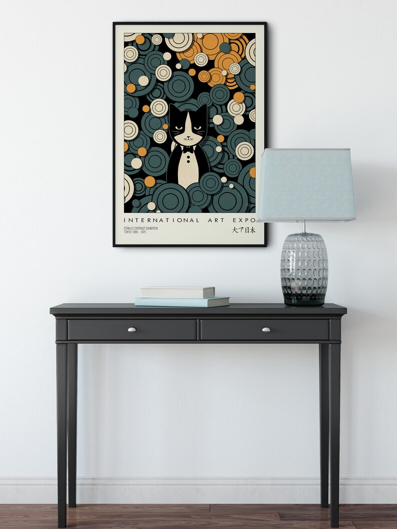 Tuxedo Cat Wall Art Print, Trendy Wall Art Print, Cat Wall Art Decor ...