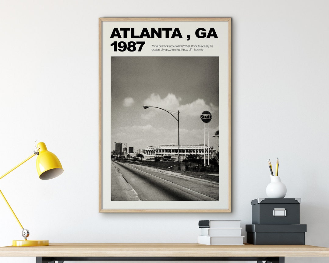 Printable Atlanta Retro Wall Art Apartment Decor, Black and White Wall ...