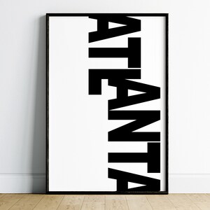 Printable Atlanta Wall Art, Typography Poster Digital Download, Black ...