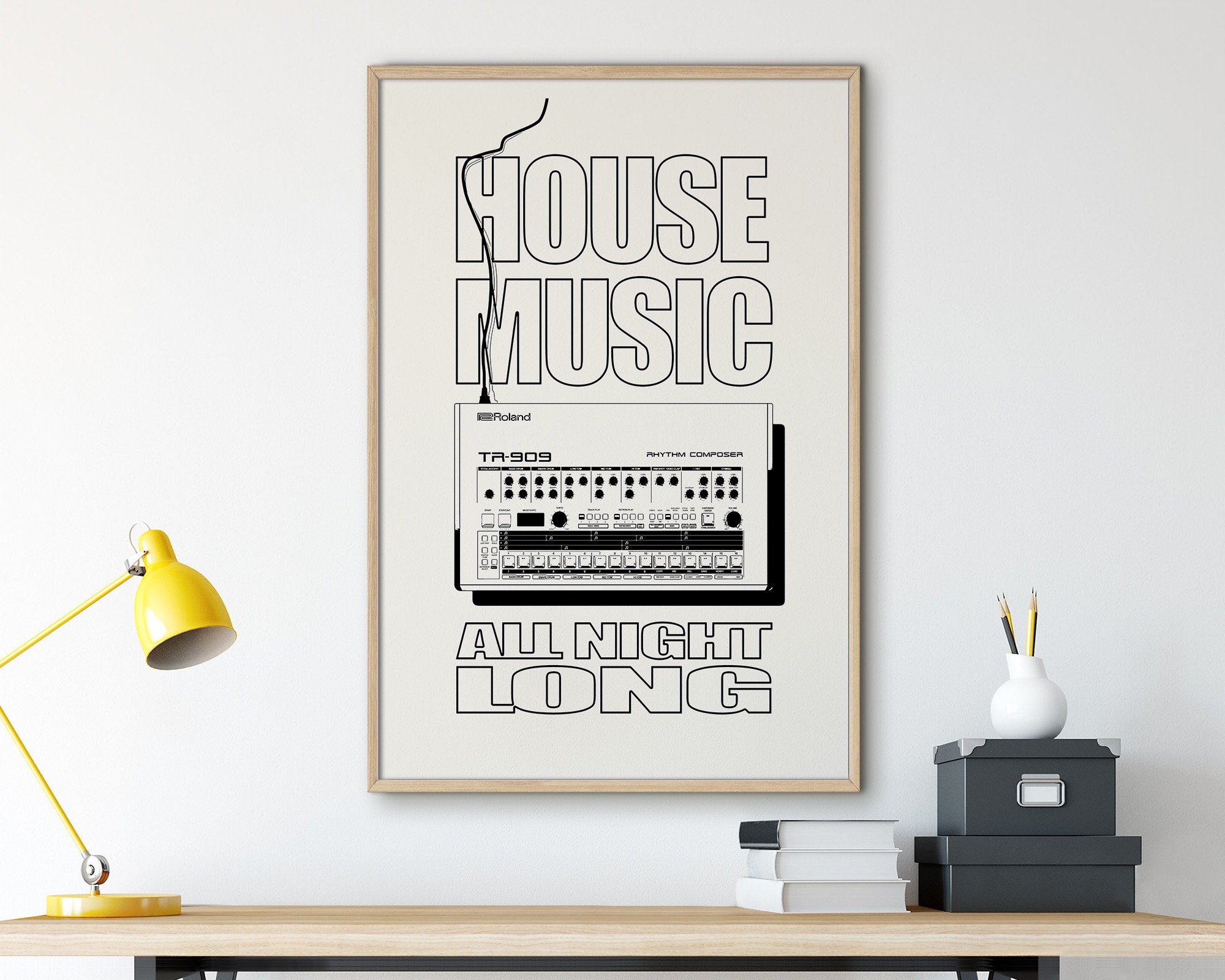 Roland TR-909 Printable Music Posters Retro Wall Art, House Music Wall ...
