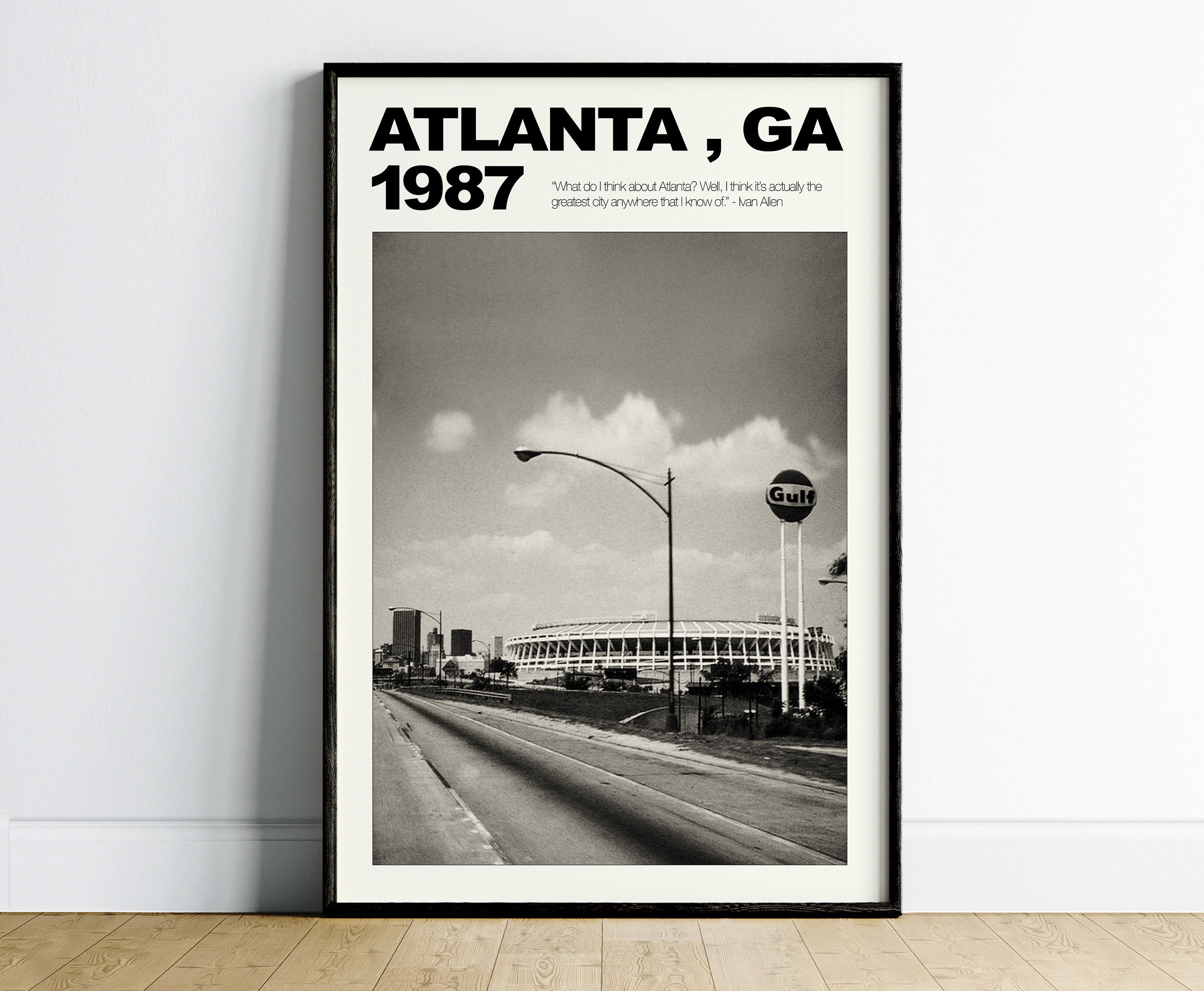 Printable Atlanta Retro Wall Art Apartment Decor Black and - Etsy