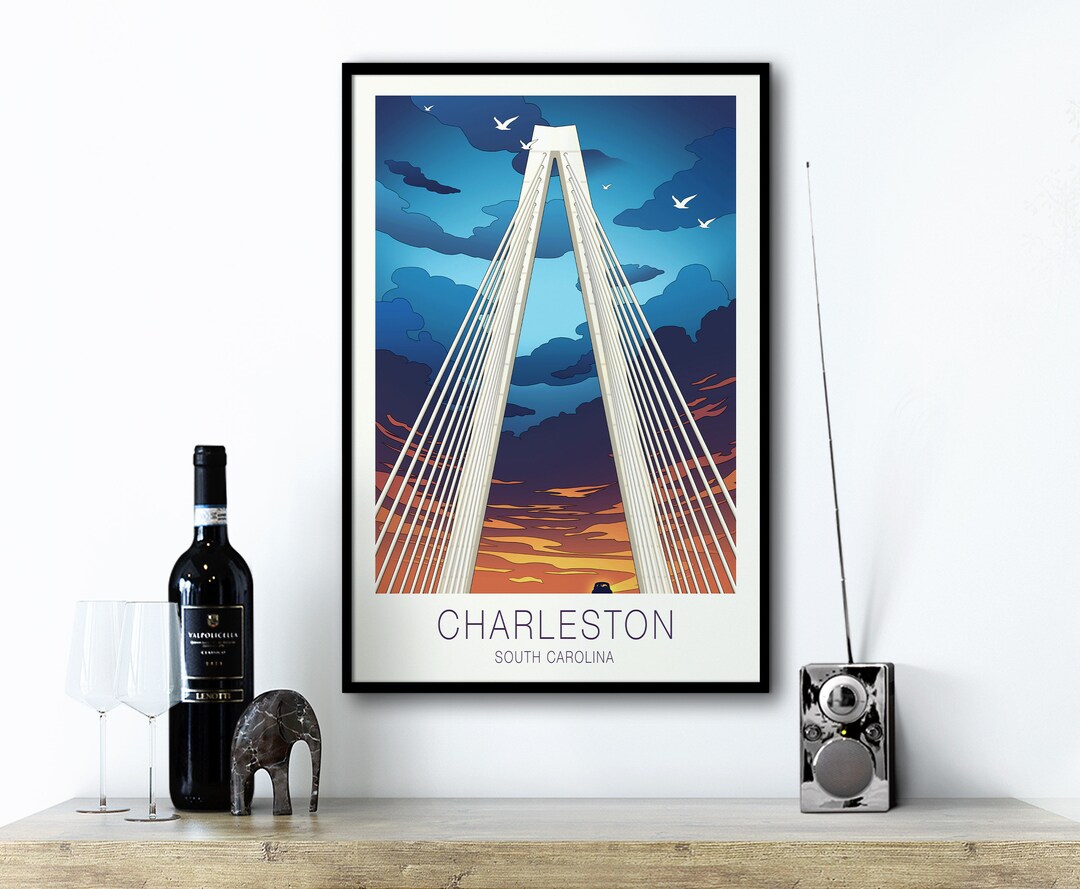 Charleston South Carolina Travel Poster. Charleston Wall Art Print ...