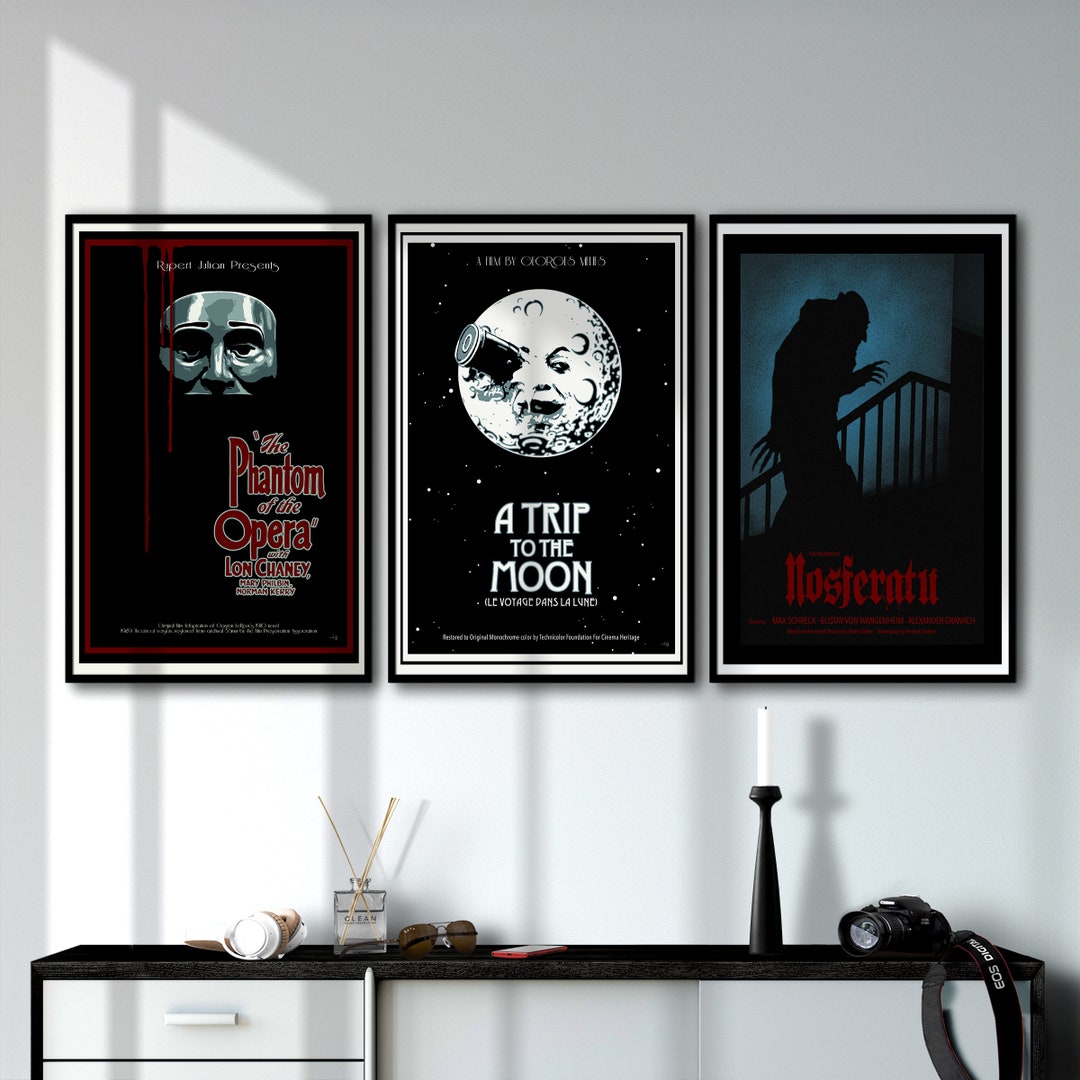 Printable 3 Piece Wall Art Movie Posters Apartment Decor, Retro Wall ...