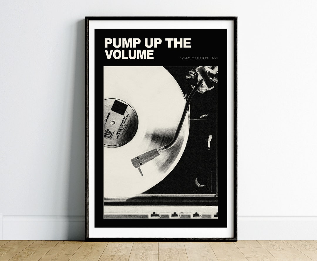 Retro Wall Art Printable, Vinyl Record Music Poster, Black and White ...
