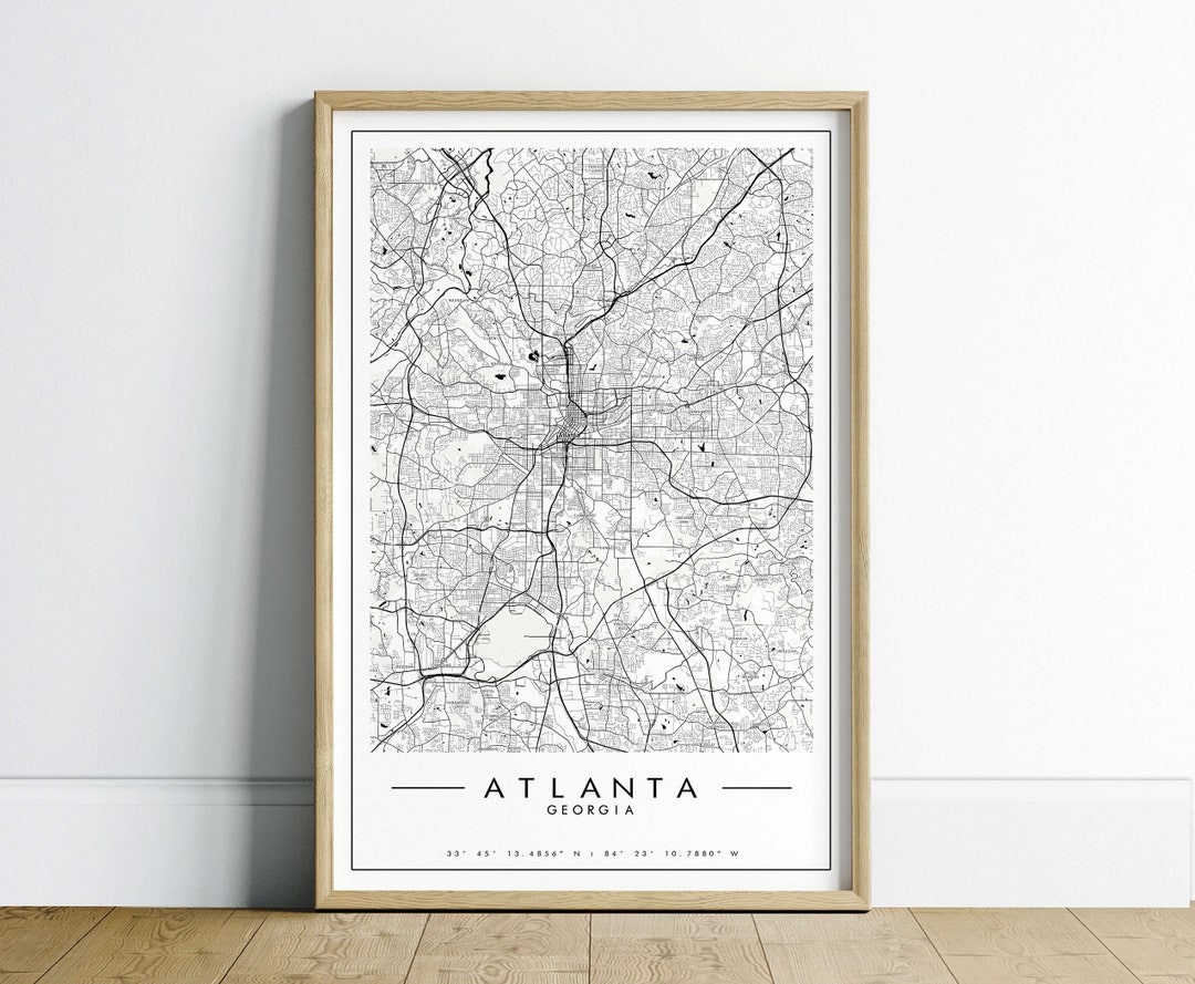 Printable City Map Atlanta Minimalist City Map Wall Art Poster Digital ...