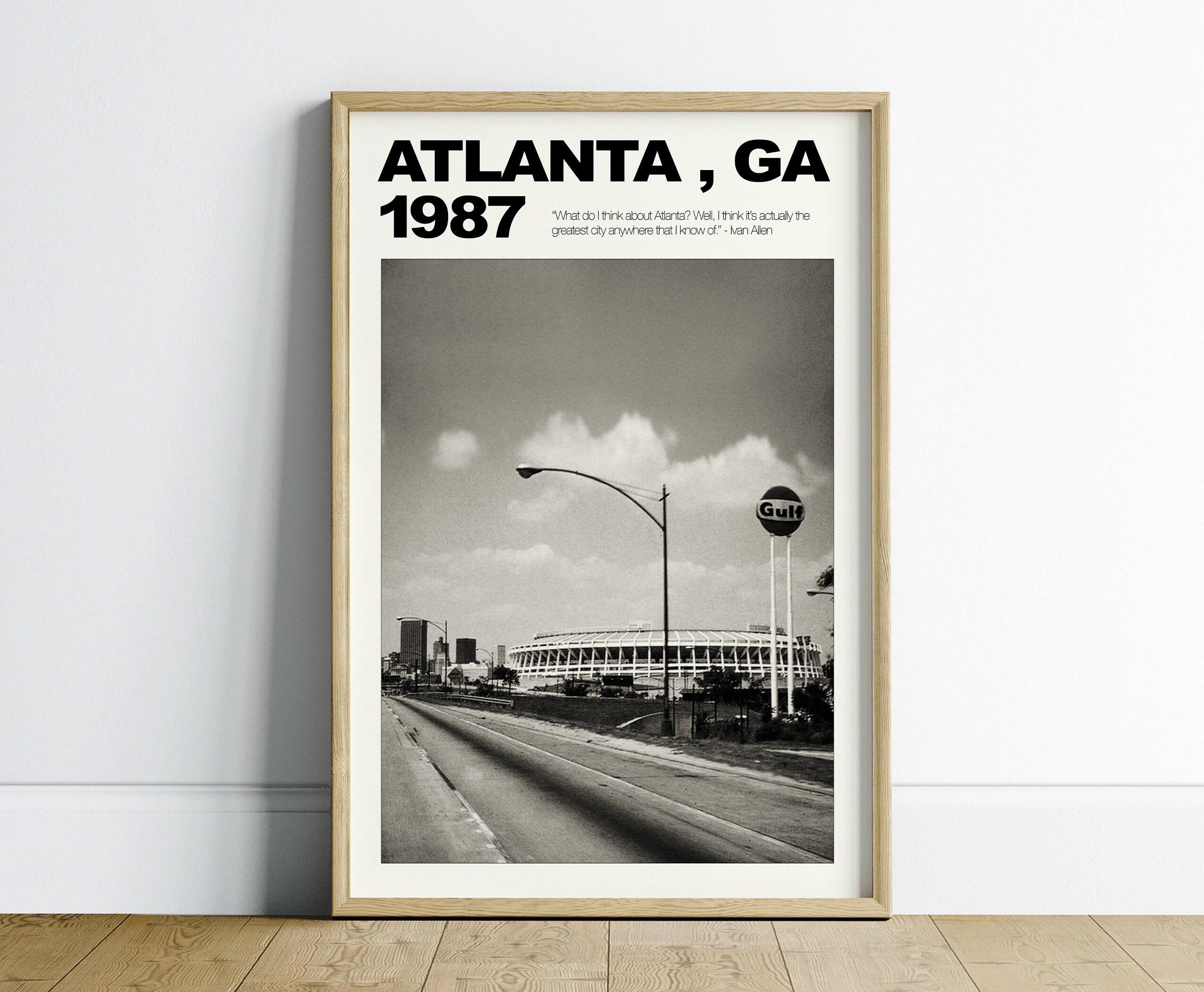 Printable Atlanta Retro Wall Art Apartment Decor Black and - Etsy