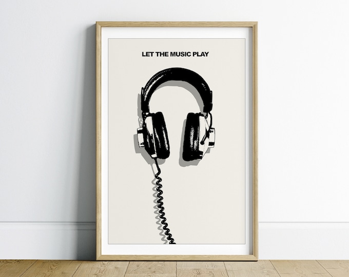 Vinyl Record Music Poster Retro Wall Art Print Black and White Home ...