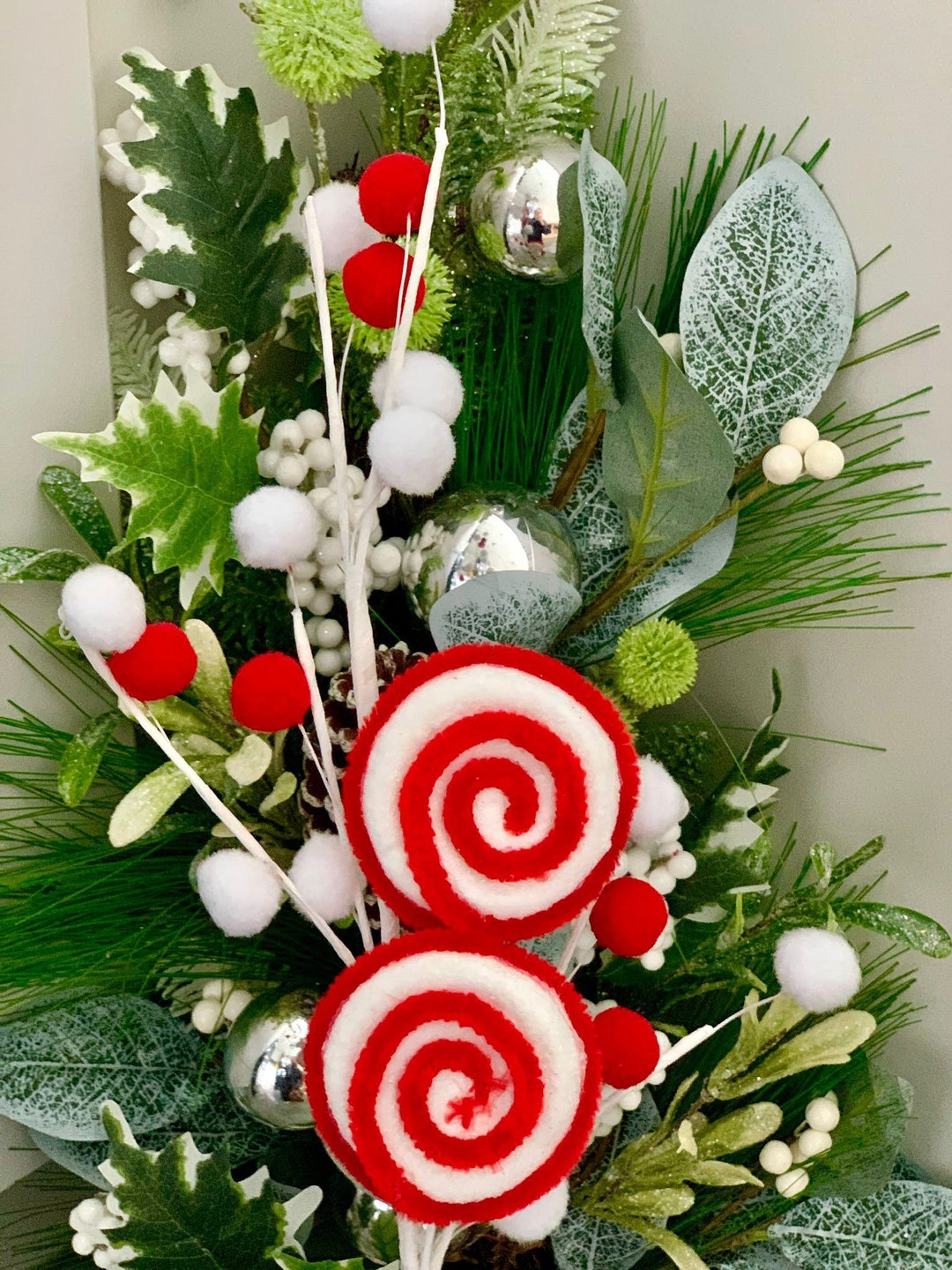 Candy Cane Lollipop Pick Red White Christmas Decorations 62cm - Etsy
