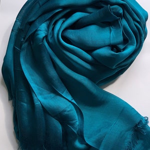 Beautiful Teal Blue Silk Scarf Shawl Wrap for Weddings Bridal - Etsy UK