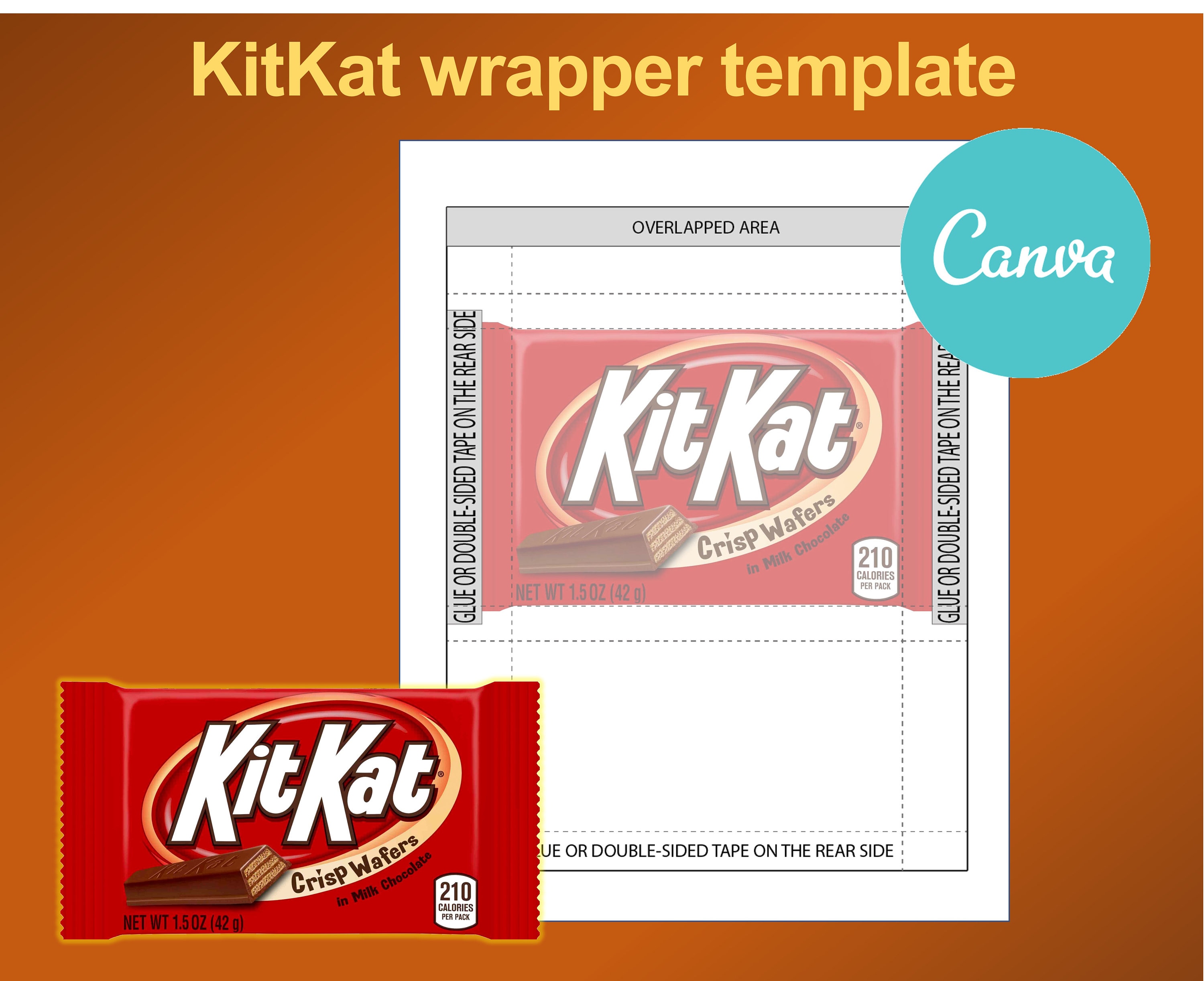 Editable Canva Template For Kitkat Candy Bar Wrapper Etsy Canada