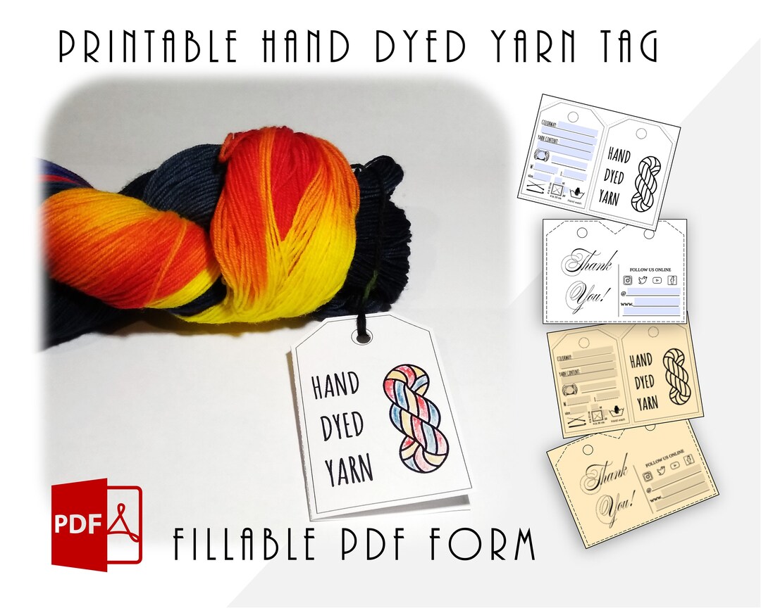 Printable Yarn Tag Yarn Info Tag Yarn Care Tag PDF Yarn Label Hang Tag ...
