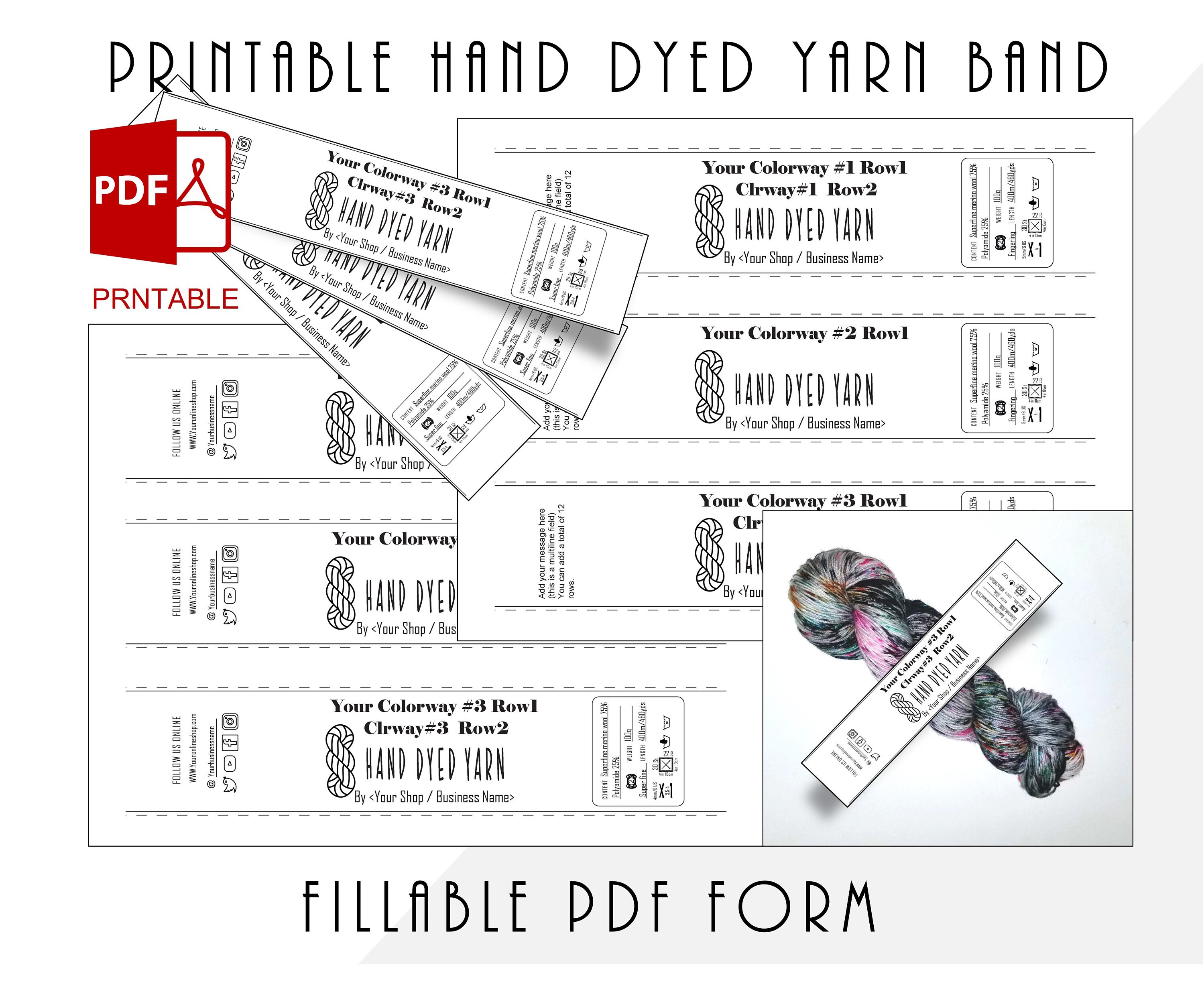 Custom Yarn Label Printable Yarn Info Editable PDF Yarn - Etsy