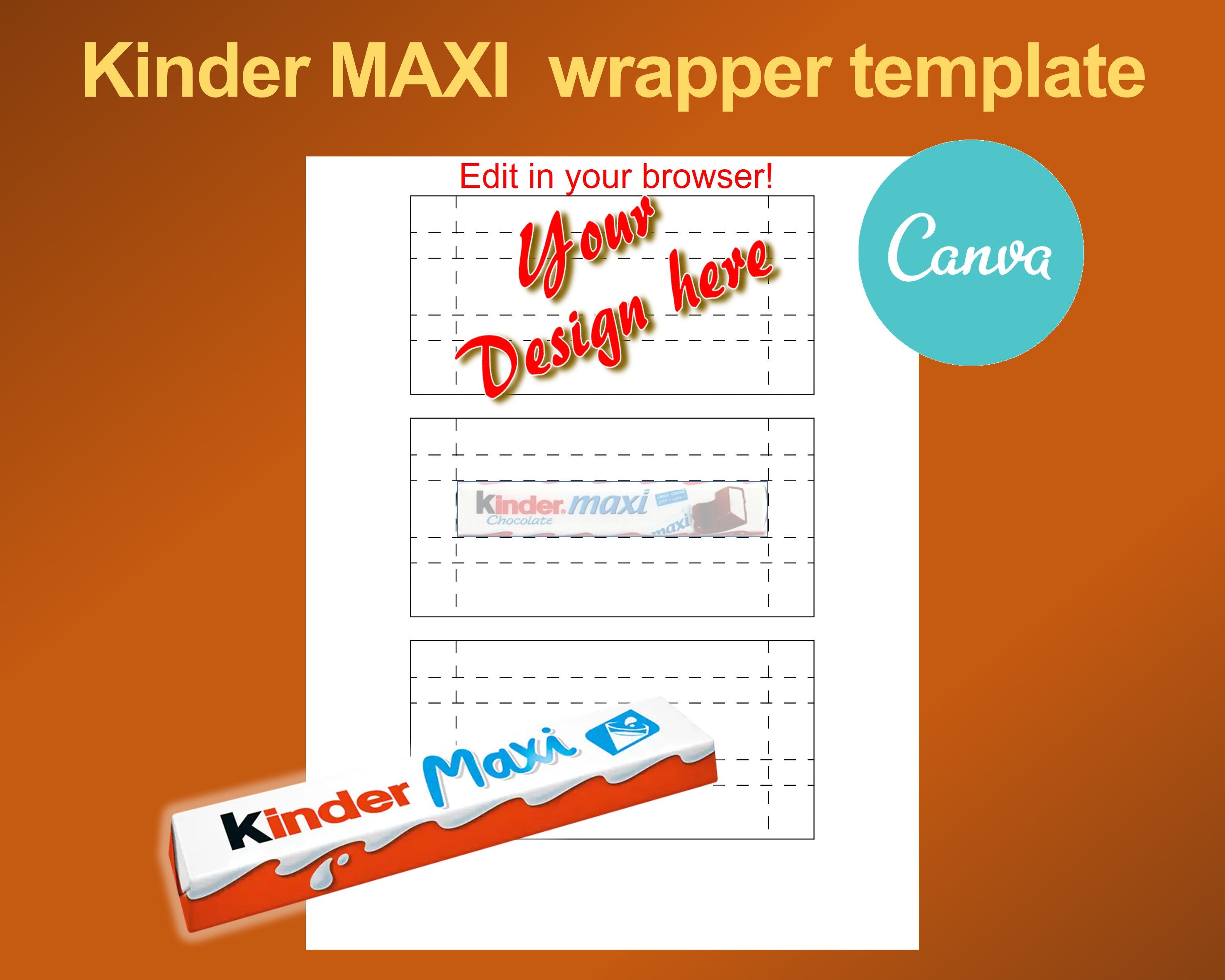 Kinder MAXI Candy Wrapper Template. Editable Canva Template . - Etsy