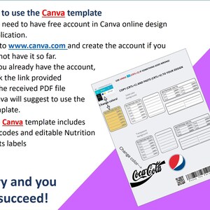 Soda Can Label Template. Editable Canva Template for Slim Can 250 Ml ...