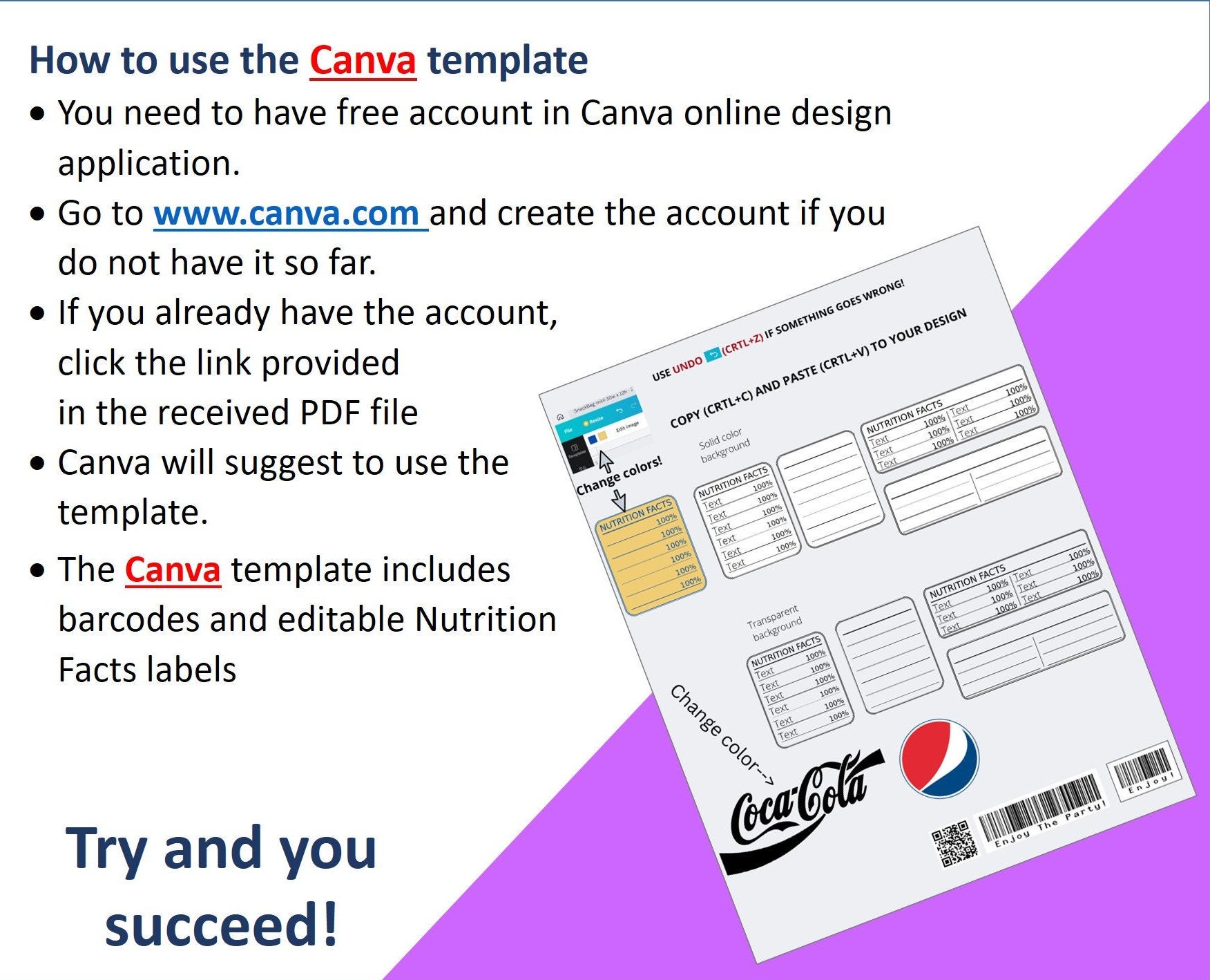 Soda Can Label Template. Editable Canva Template for Slim Can 250 Ml ...