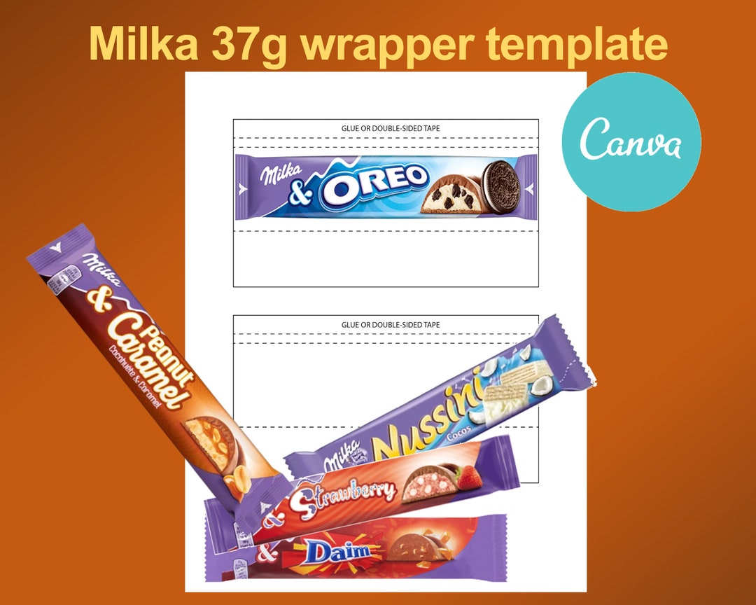 Milka 37g Candy Bar Wrapper Template. Editable Canva Template . DIY ...