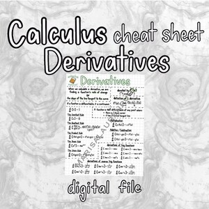 Calculus 1 Cheat Sheet - Etsy