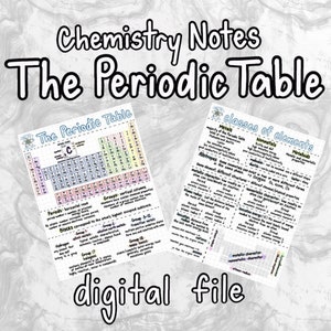 High School Chemistry THE PERIODIC TABLE Study Notes, 2 Page Outline ...