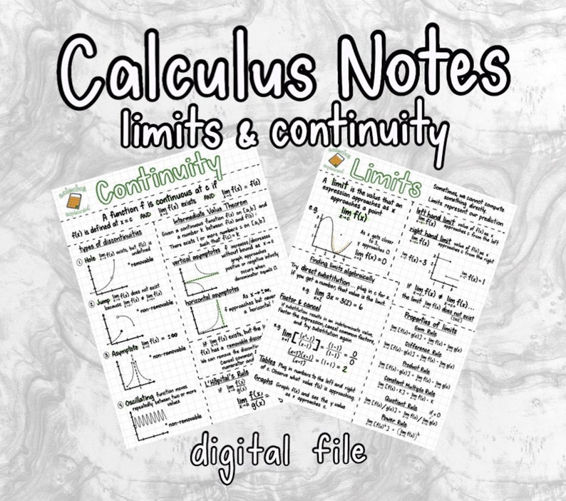 Calculus LIMITS & CONTINUITY Study Notes 2 Pages Digital File Only - Etsy