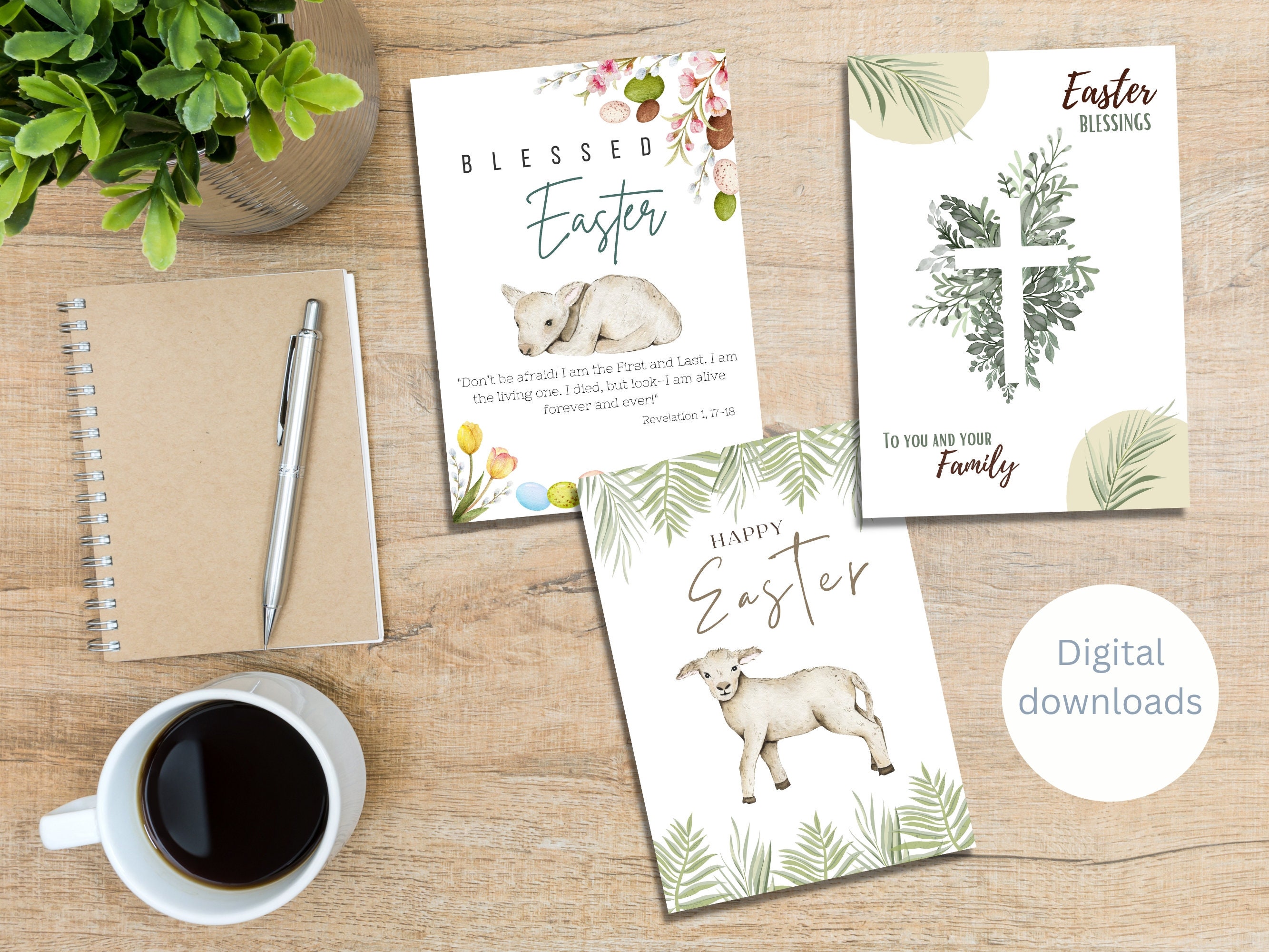 Set of 3 Easter Printable Cards Christian Easter Cards - Etsy