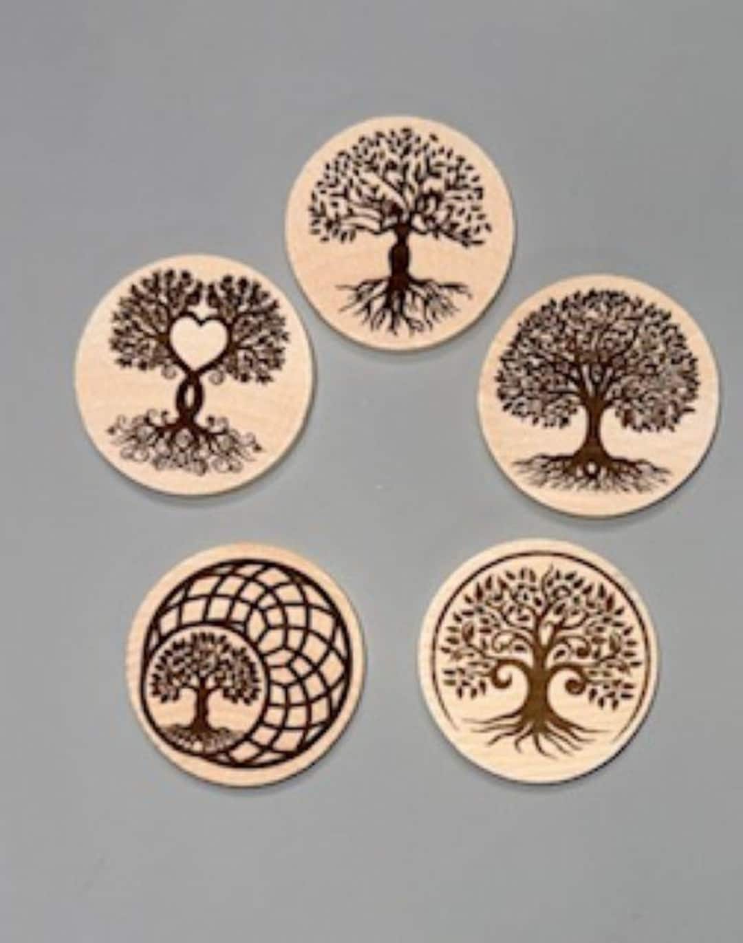 Tree of Life Token Double Sided Set of 5 - Etsy