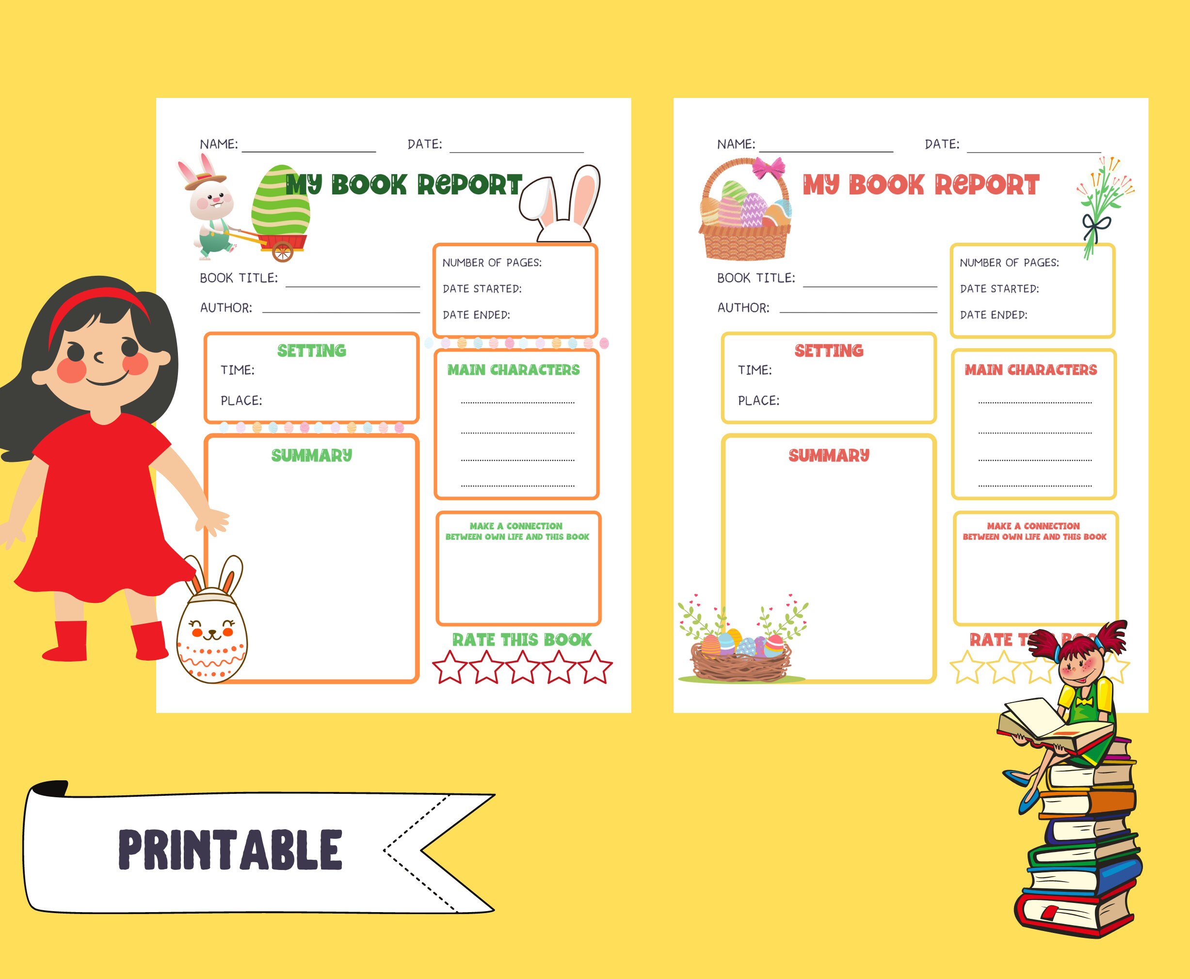 Easter Book Report, Printable Reading Log, Homeschool Reading, Kids ...
