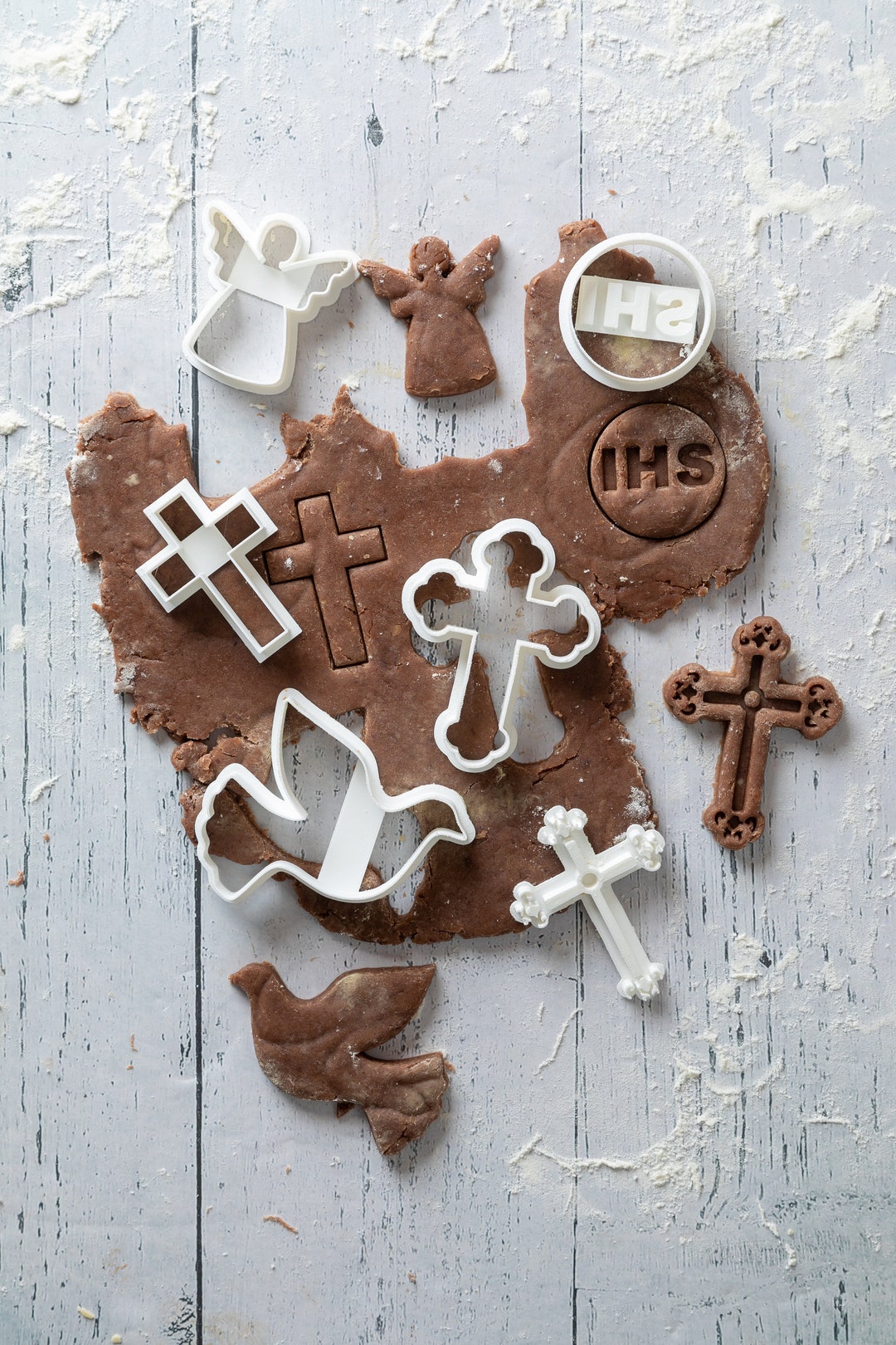 Cookie Cutters- Holy Religious Set: Cross, Dow, Jesus IHS, Angel ...