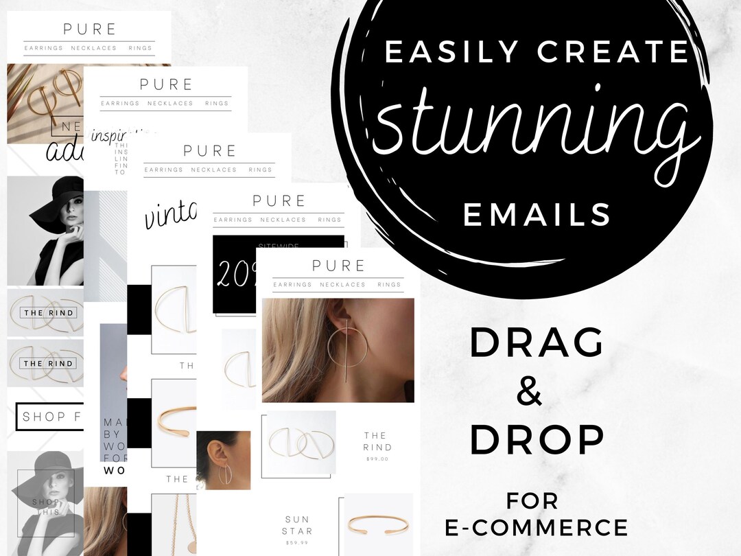 Drag and Drop Email Templates - Clean Black and White Design - Etsy