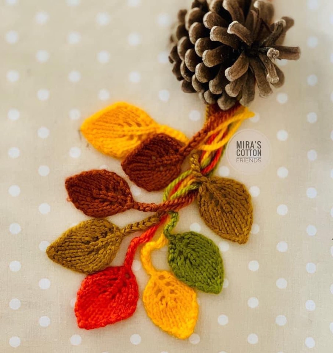 Knitted Leaf Pattern – PDF Autumn Leaves Tutorial – Easy Fall Decor ...
