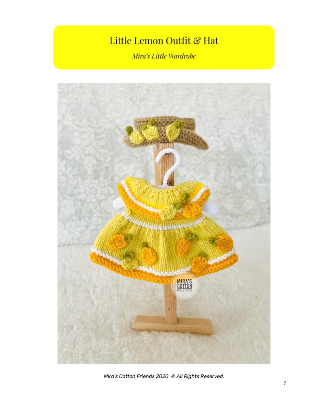 Lemon Dress & Hat Knitting Pattern for Plush Bear (PDF) - Etsy