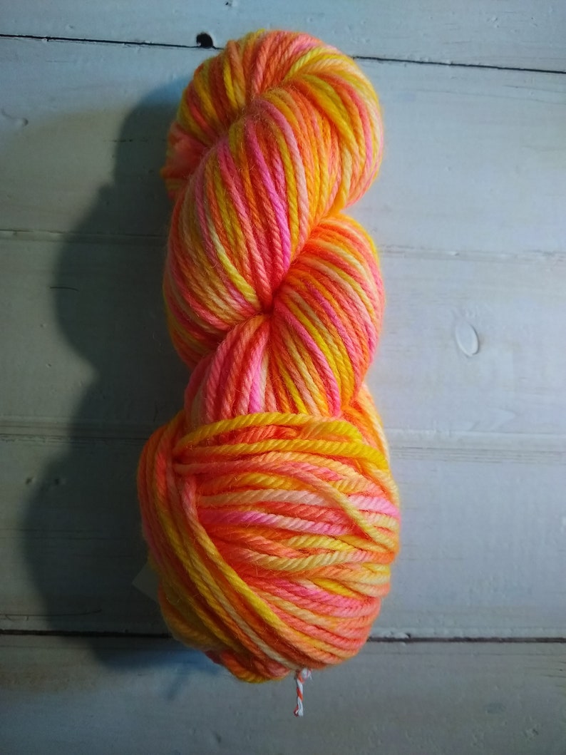 Variegated Orange, Yellow and Pink Superwash Worsted-weight Wool Yarn ...