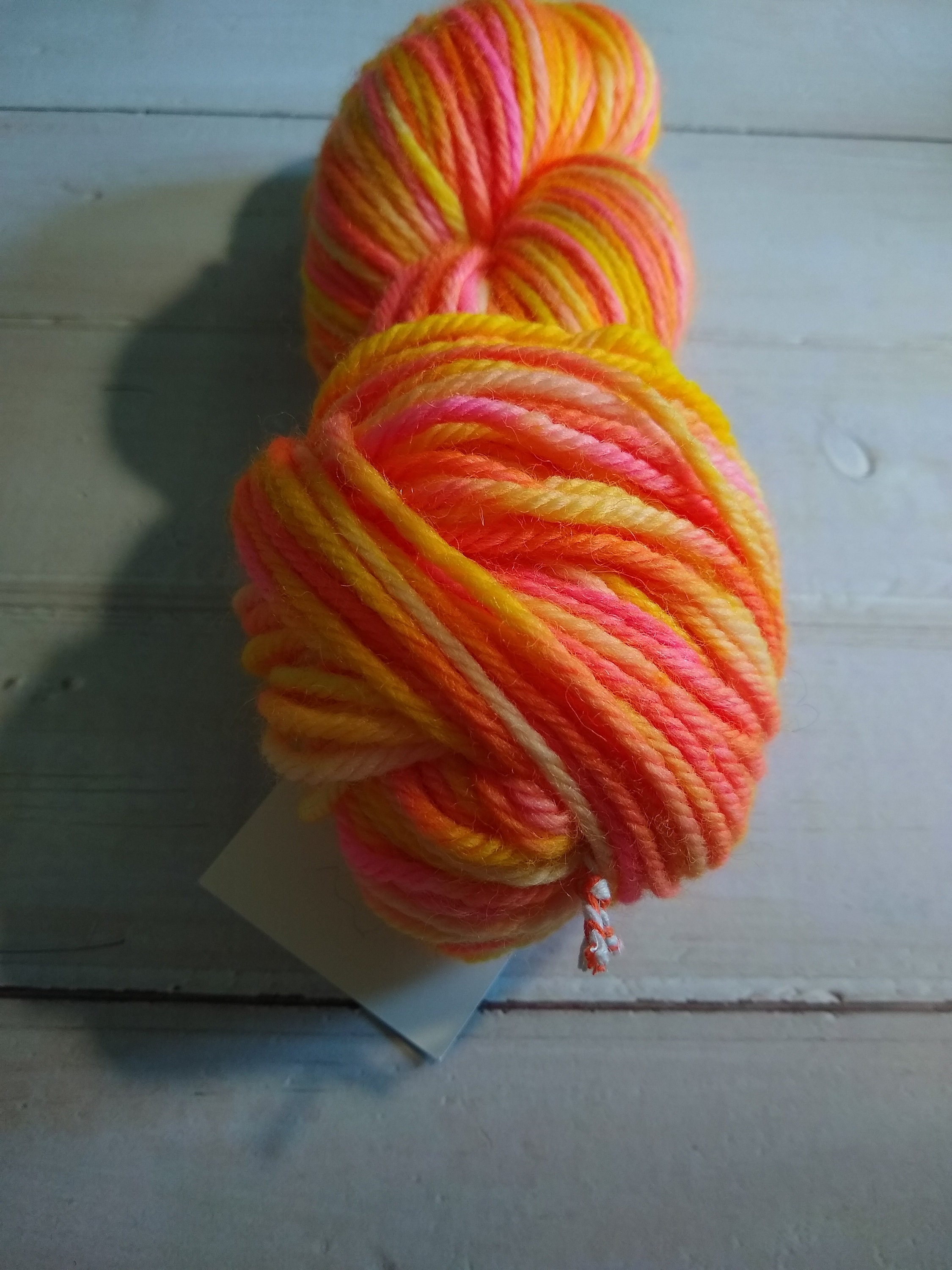 Variegated Orange, Yellow and Pink Superwash Worsted-weight Wool Yarn ...