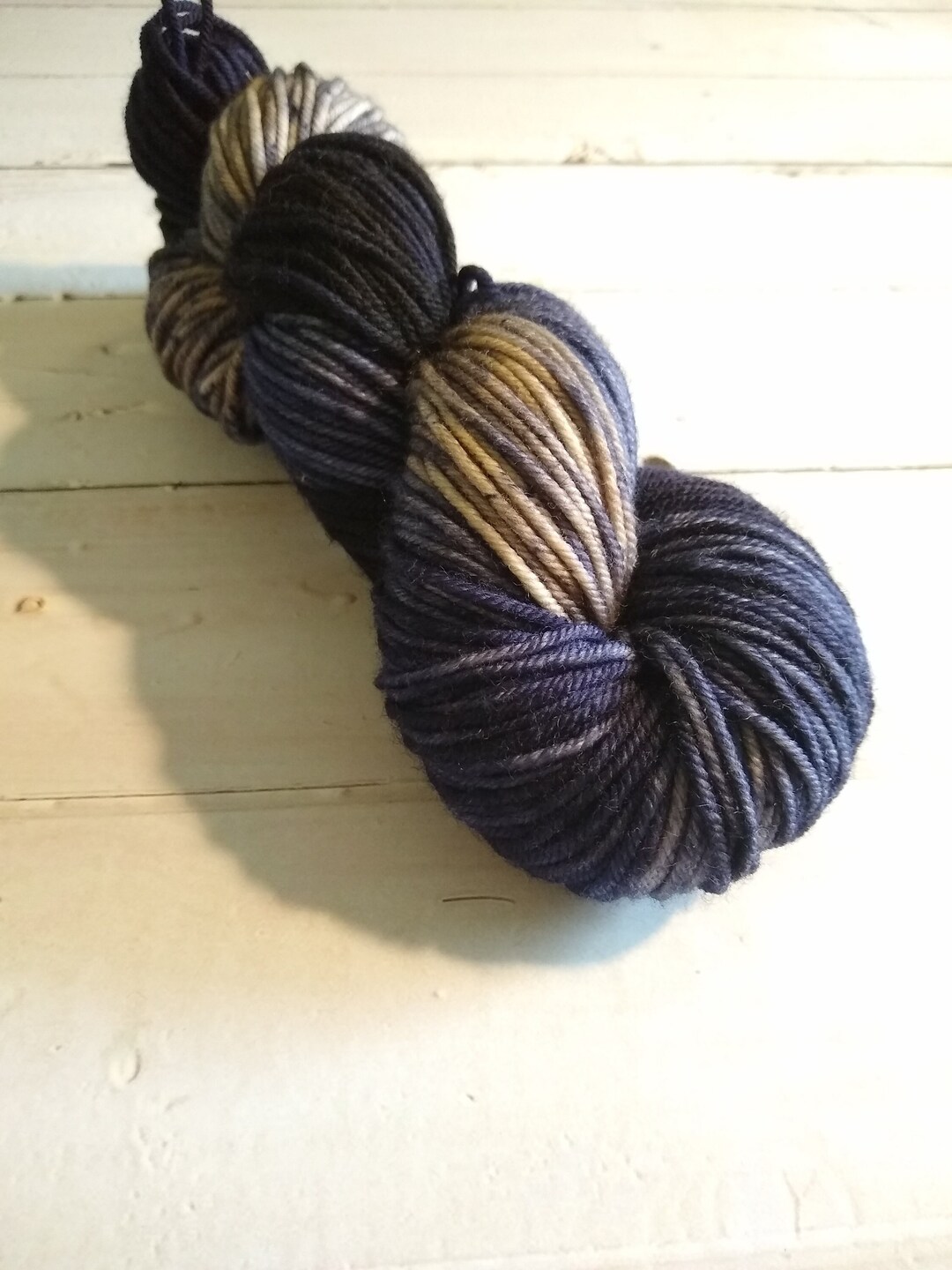 Navy Blue and Warm Gray Variegated Aran Weight Wool Yarn, Indie Dyed ...