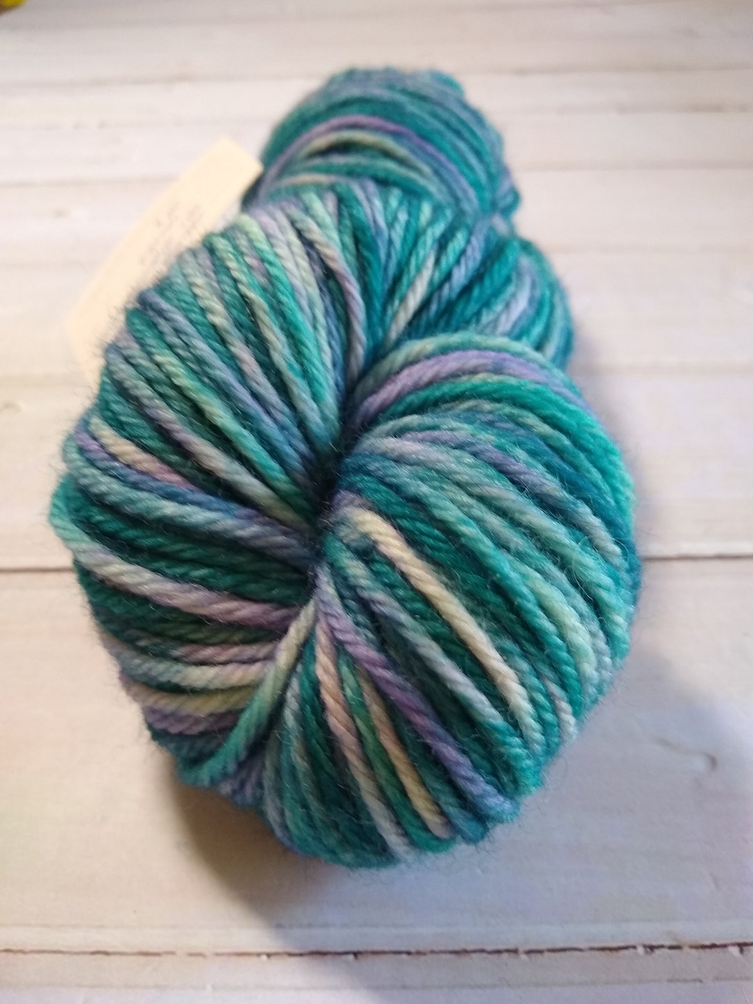 Variegated Watercolor Green and Purple Superwash Worsted-weight Wool ...