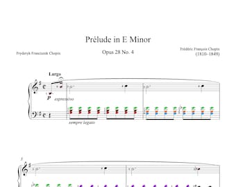 Piano Music Sheets - Prelude in E Minor, Opus 28 No 4 Largo E Minor ...