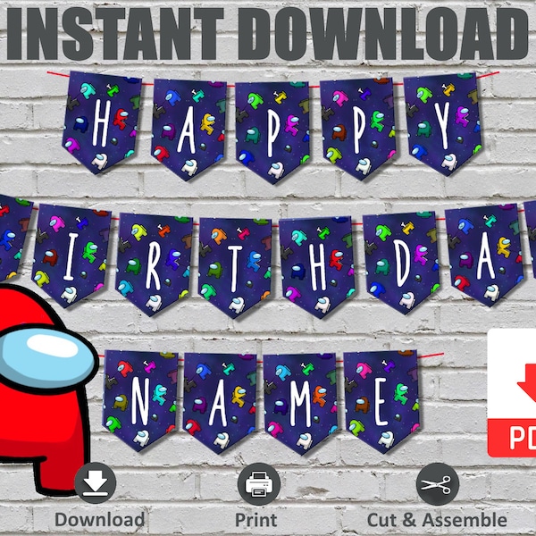 Among Us Birthday Banner - Etsy