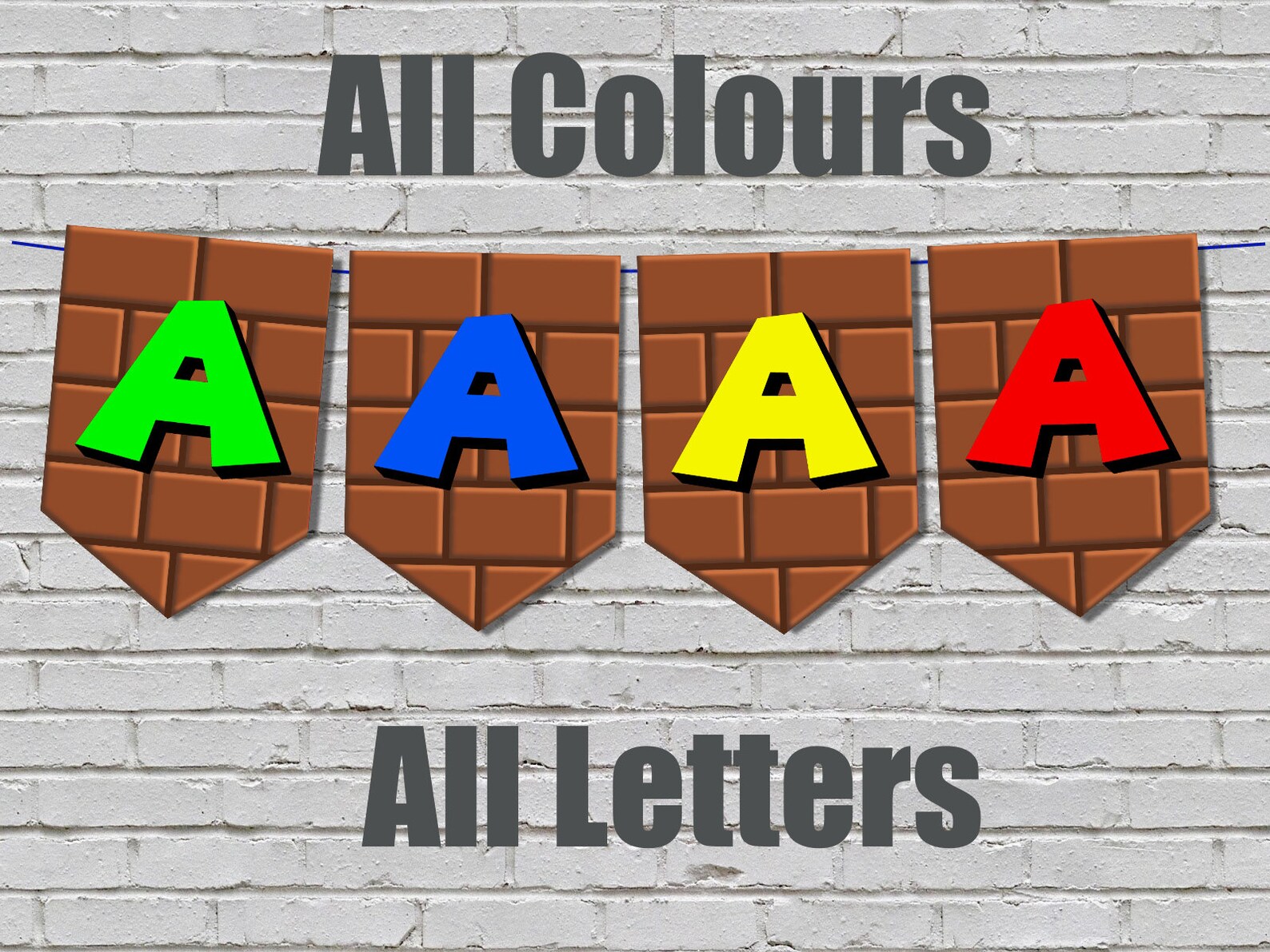 INSTANT DOWNLOAD Super Mario Inspired Birthday Banner Bunting A-Z Name ...