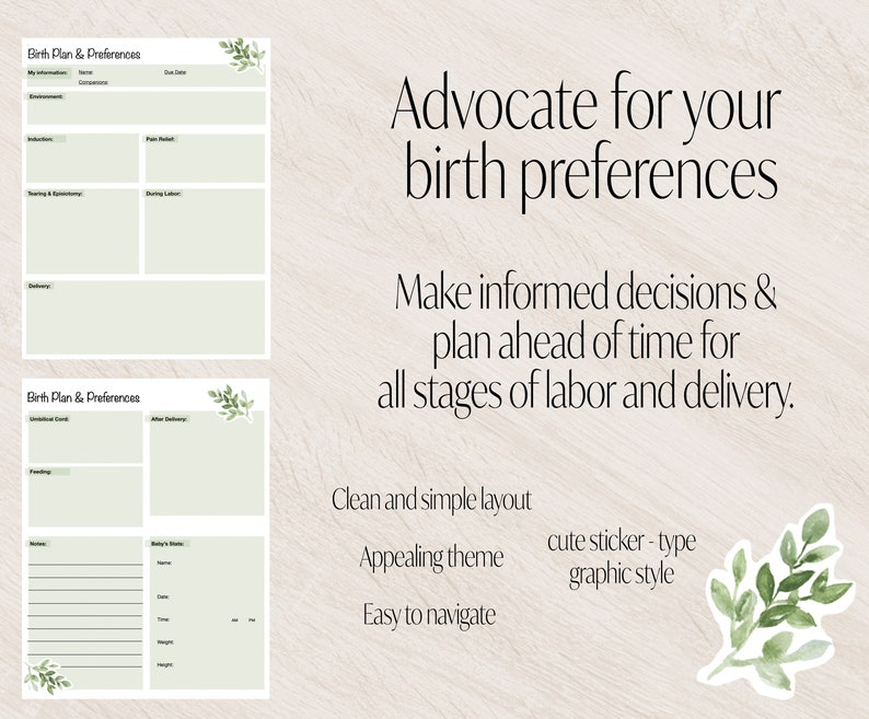 Editable Birth Plan Template, Birth Preferences, Hospital Birth Plan ...
