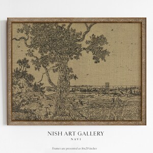 Vintage Sketch Art Framed, Rustic Ink Drawing Wall Art Printed, Moody ...