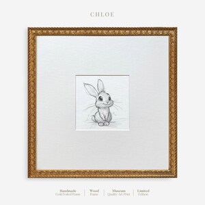 Rabbit Sketch Art Print, Modern Sketch Art Print, Framed Nursery Wall ...