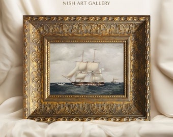 Vintage Wood Framed Ship Art/sailing Ship Wall Hanging/vintage Clipper ...