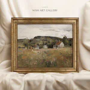 Vintage Gold Frame Spring Landscape Print: Rustic Farmhouse Wall Art ...