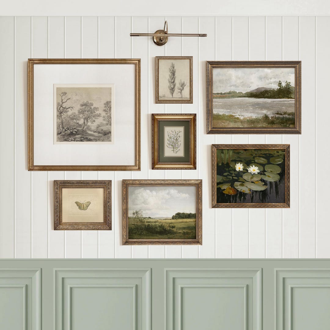 Framed Gallery Wall Art Set: Beige & Green Farmhouse Prints #196 - Etsy