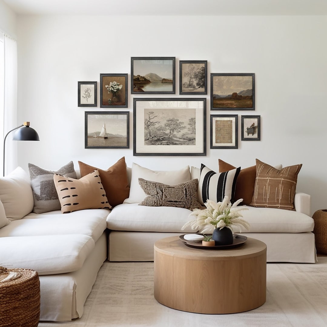 FRAMED Gallery Wall Art Set, Vintage Wall Set, Set of 9, Warm Tones ...