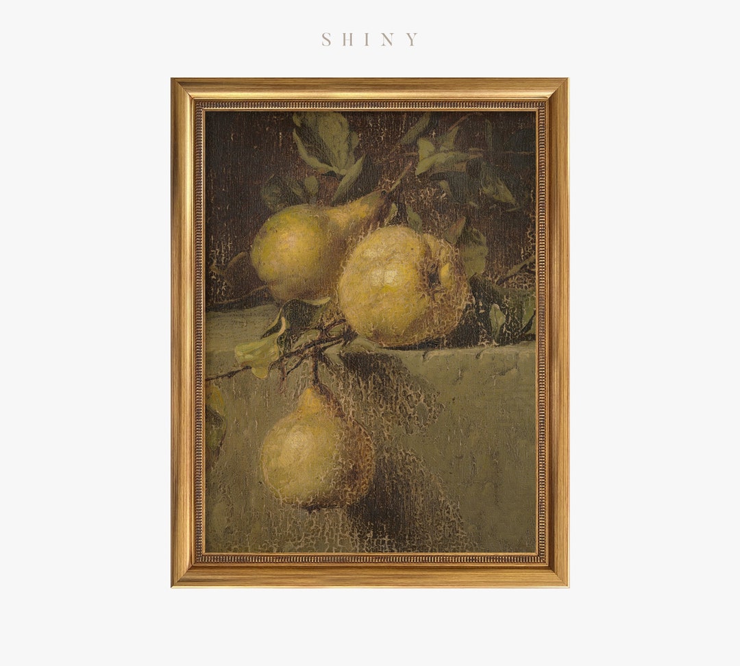 Vintage Fruit Art Framed, Rustic Pear Painting, Antique Replica ...