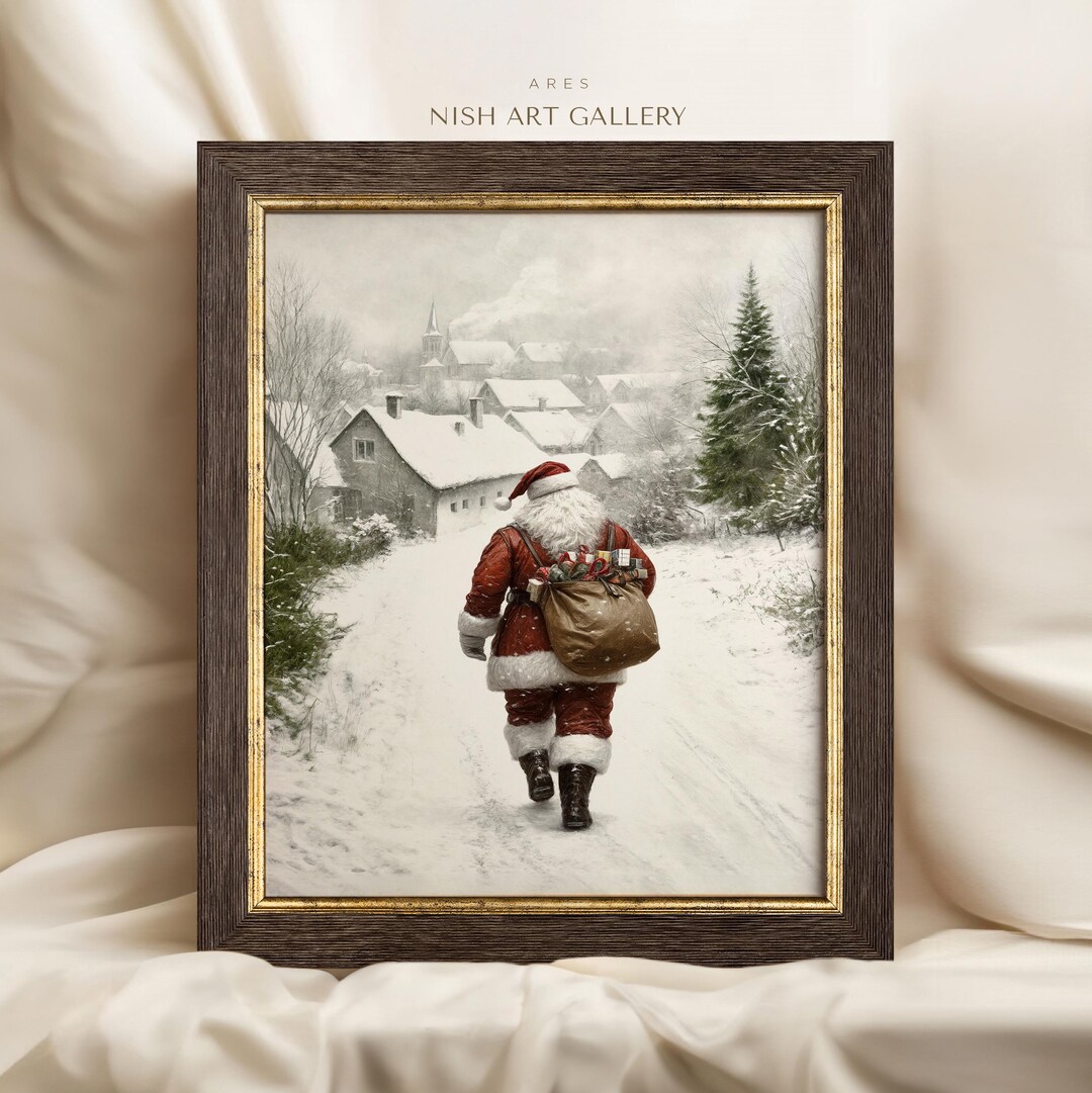 Christmas Wall Art, Santa Claus Wall Decor, Framed Father Christmas Art ...