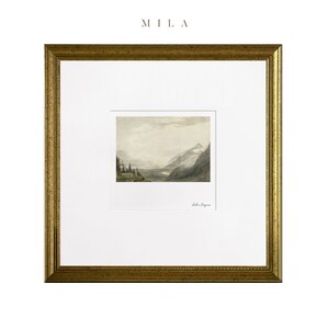 Gold Framed Matted Art Print, Landscape Oil Painting Print, Square Gold ...