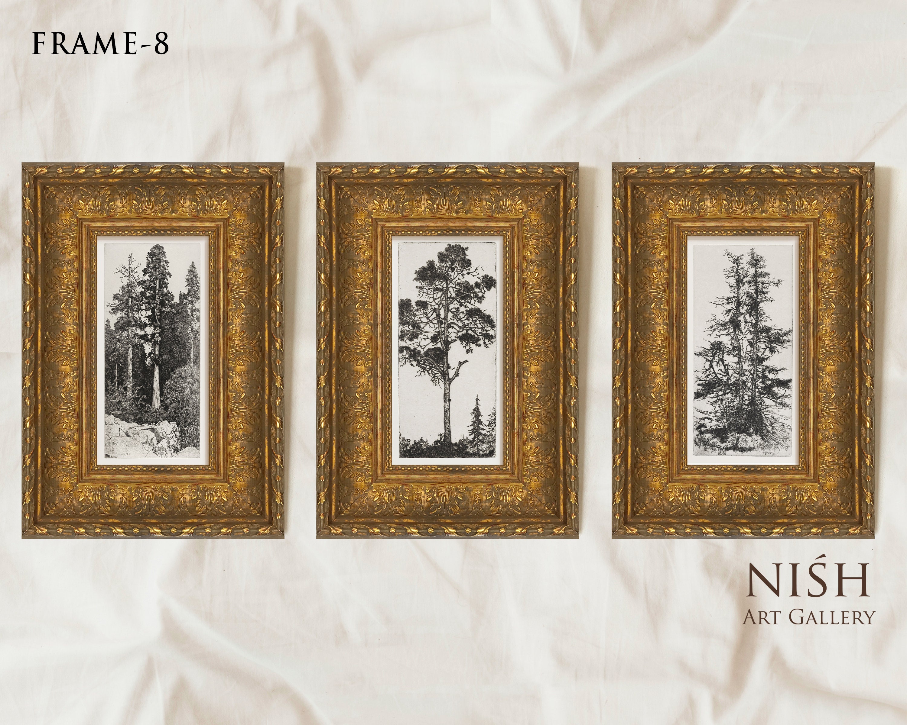 Vintage Art Framed Vintage Tree Wall Print Set of 3 Tree - Etsy